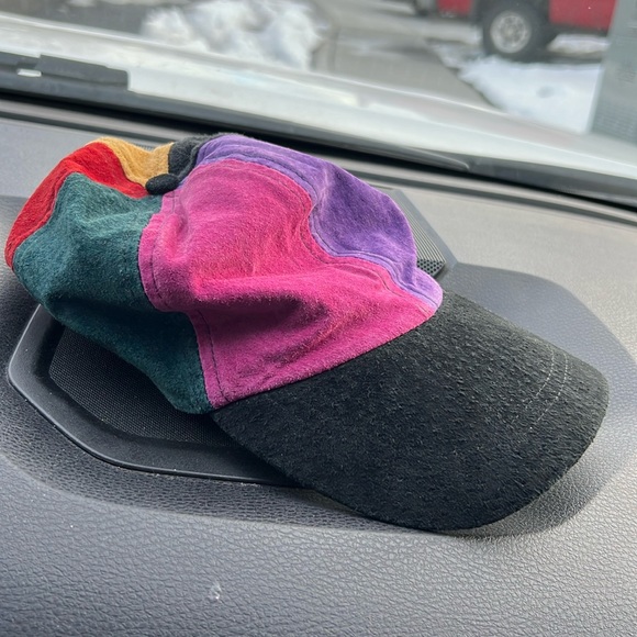 Source Unknown | Accessories | Vtg 9s Pinwheel Color Block Suede Hat ...
